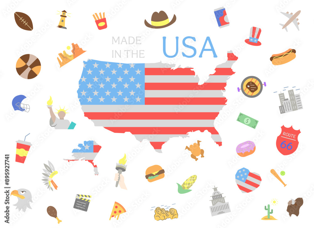 USA symbols icons. Color symbols of America. United States of America ...