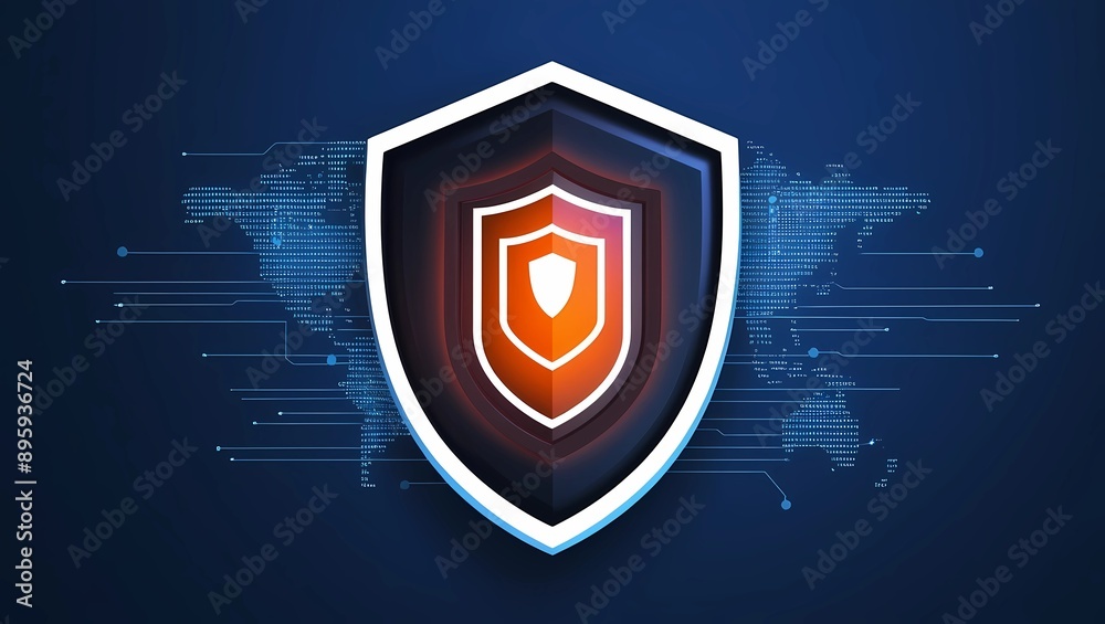 Data Protection: Cyber Security Shield in Dark Blue, futuristic cyber ...