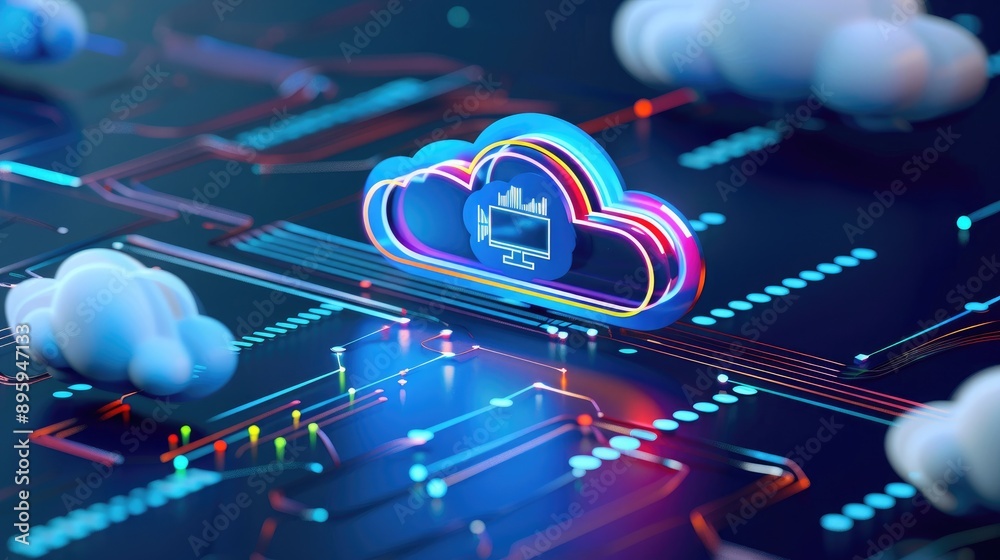 A cloud migration project in progress, with businesses transitioning their IT infrastructure and ...