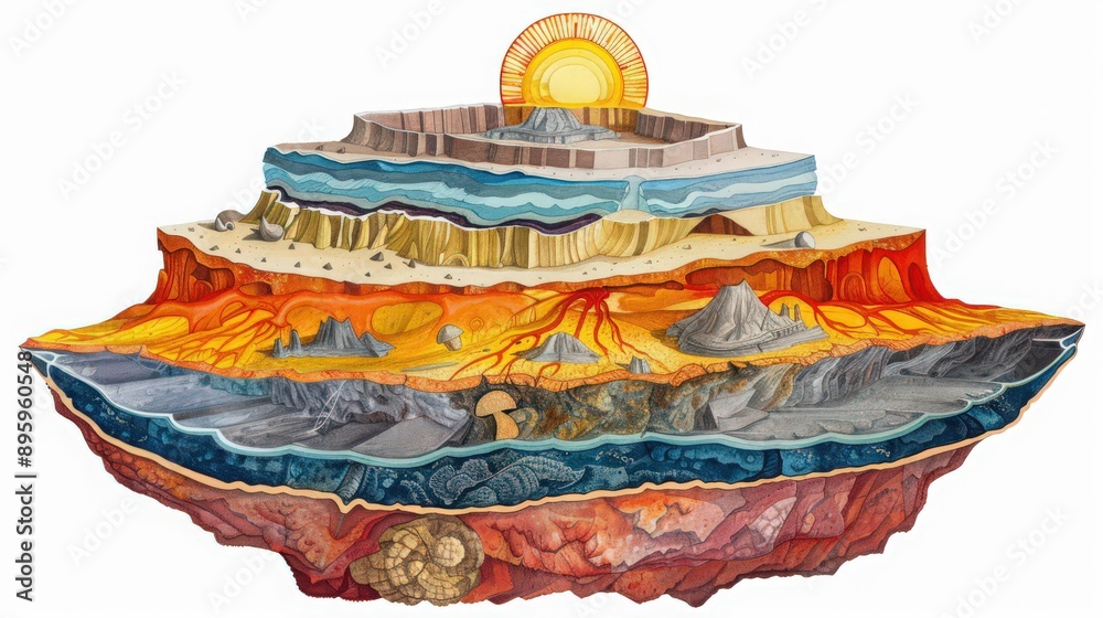 A cross-section of Earth's layers, from the crust to the inner core ...