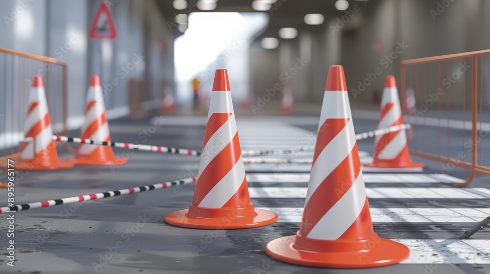 Diagram of a safety cone and barrier setup, illustrating how they are ...