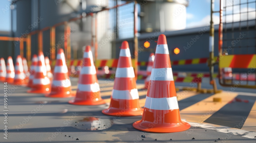 Diagram of a safety cone and barrier setup, illustrating how they are ...
