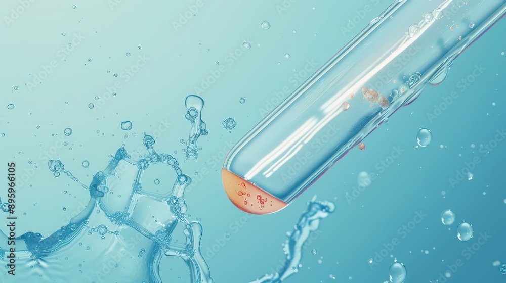 Diagram of a test tube with a reaction involving solids and liquids ...