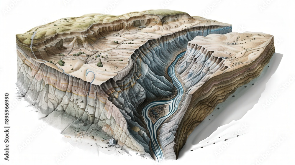 Diagram of an alluvial fan, showing how sediment is spread out in a fan ...