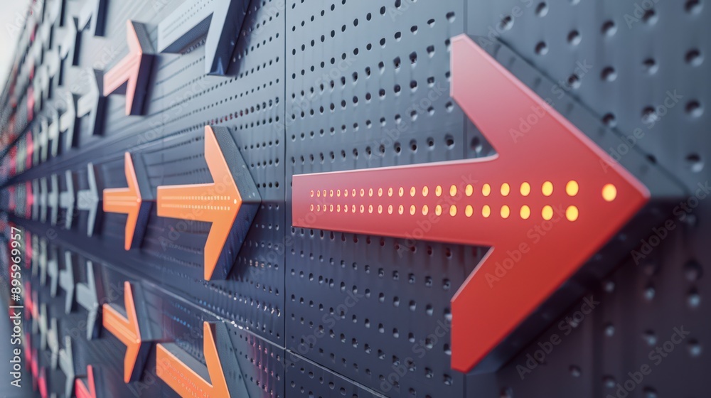 Illustrate a collection of arrow signs with tactile elements, such as ...