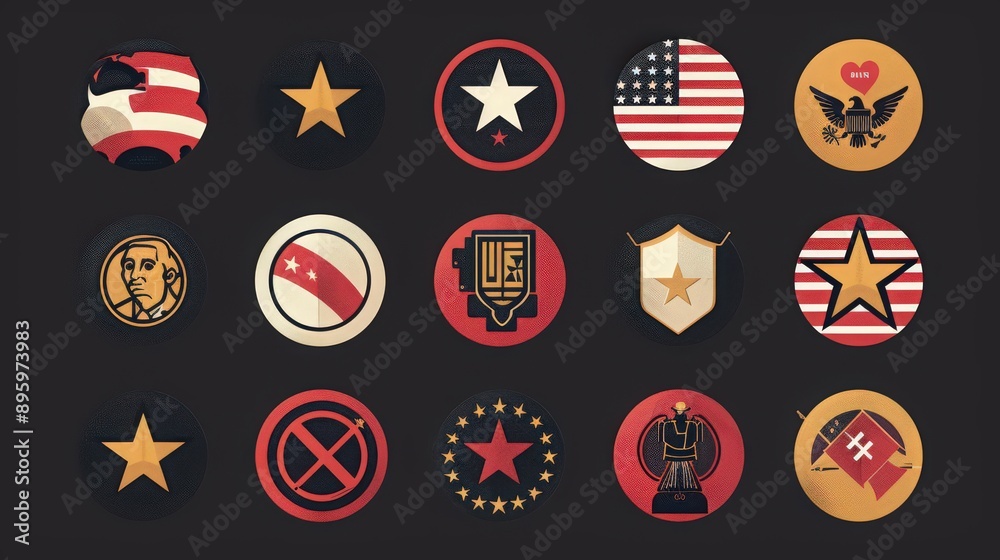 Illustrate a dynamic display of political party emblems, featuring ...