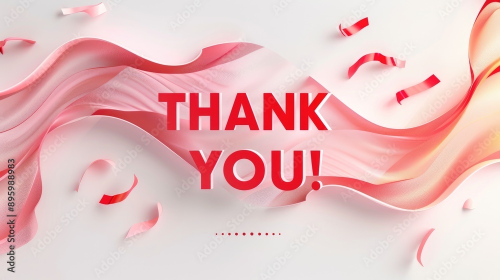 Pink red THANK YOU poster text on white background, featuring wavy ...