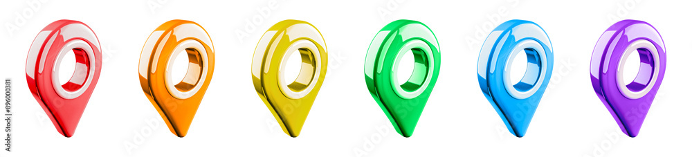 3D colorful location icon or route gps position navigator sign and ...