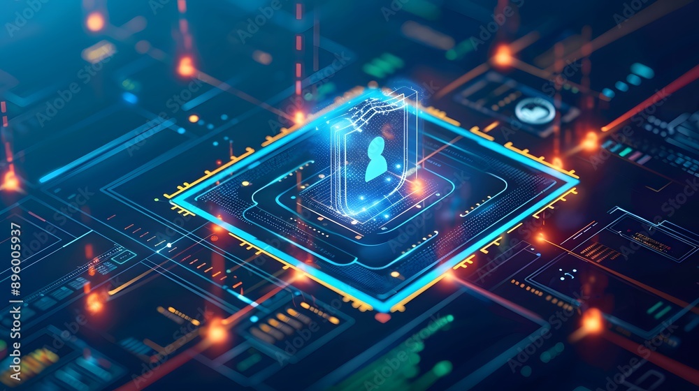 Depiction of a secure login screen with a shield icon, emphasizing the ...