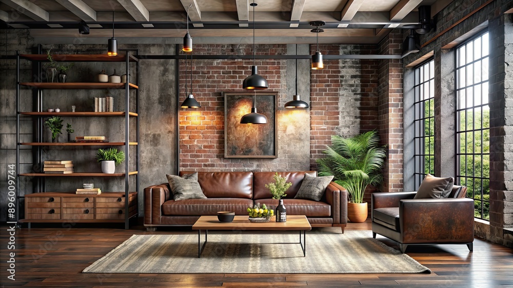 Industrial rustic living room with dark tones , industrial, rustic ...