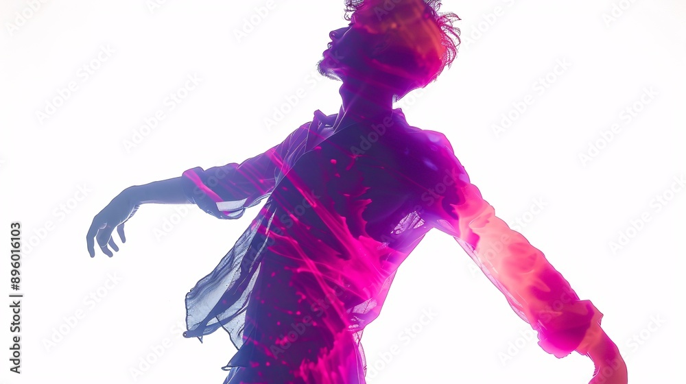 Double Exposure Art, male dancer performing on stage, His silhouette ...