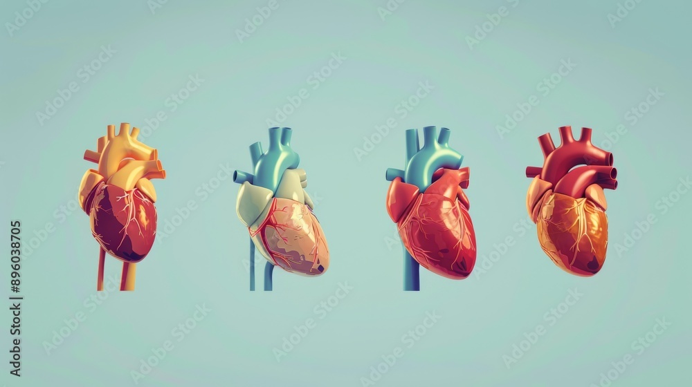 Progression of Heart Failure: Illustrated Stages, Educational Sequence ...