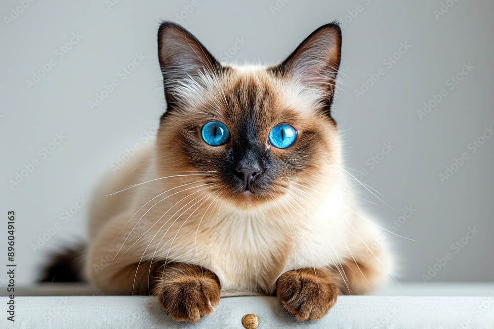 Portrait of siamese cat full body sitting graciously with beautiful ...