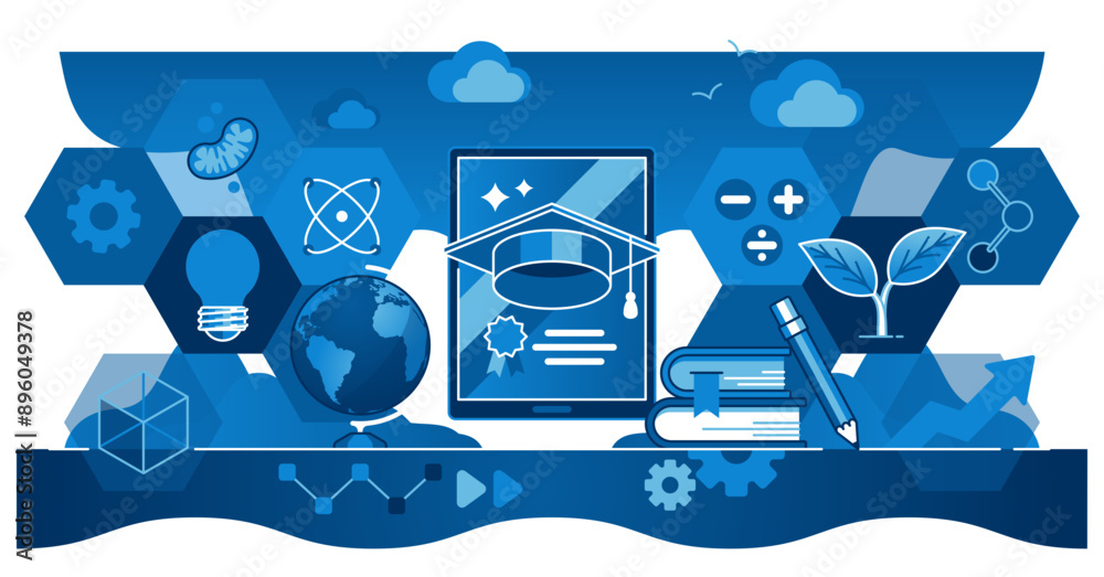 EdTech or educational technology with learning from distance outline ...