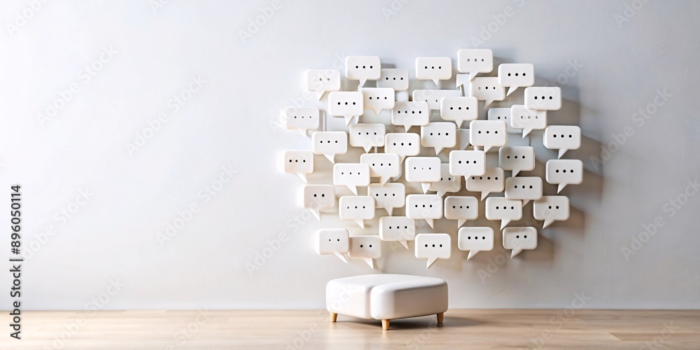 Floating Speech Bubbles. A visually striking collection of white speech ...