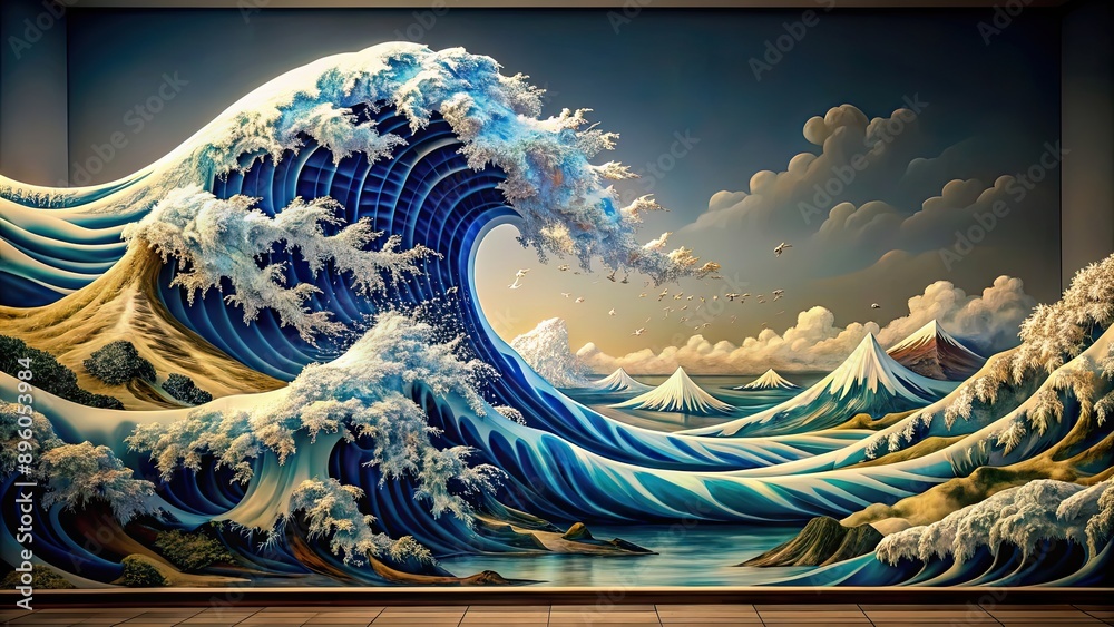 Stunning diorama of The Great Wave of Kanagawa masterpiece, Japanese ...