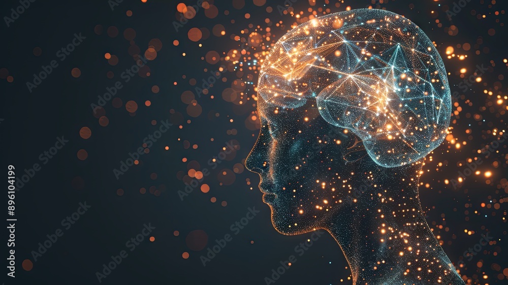 Human Brain, Neural Network, Digital Mind, Artificial Intelligence Concept - A digital rendering ...