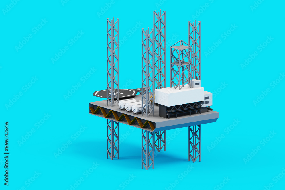 Detailed and technical representation of the oil platform, featuring ...