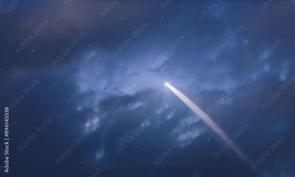 Starry night sky with a shooting star. 4K Video hyperrealistic Stock ...