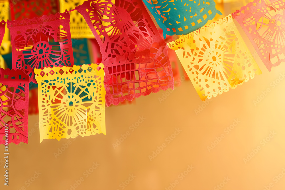 Hispanic heritage month background with mexican paper flags Stock ...