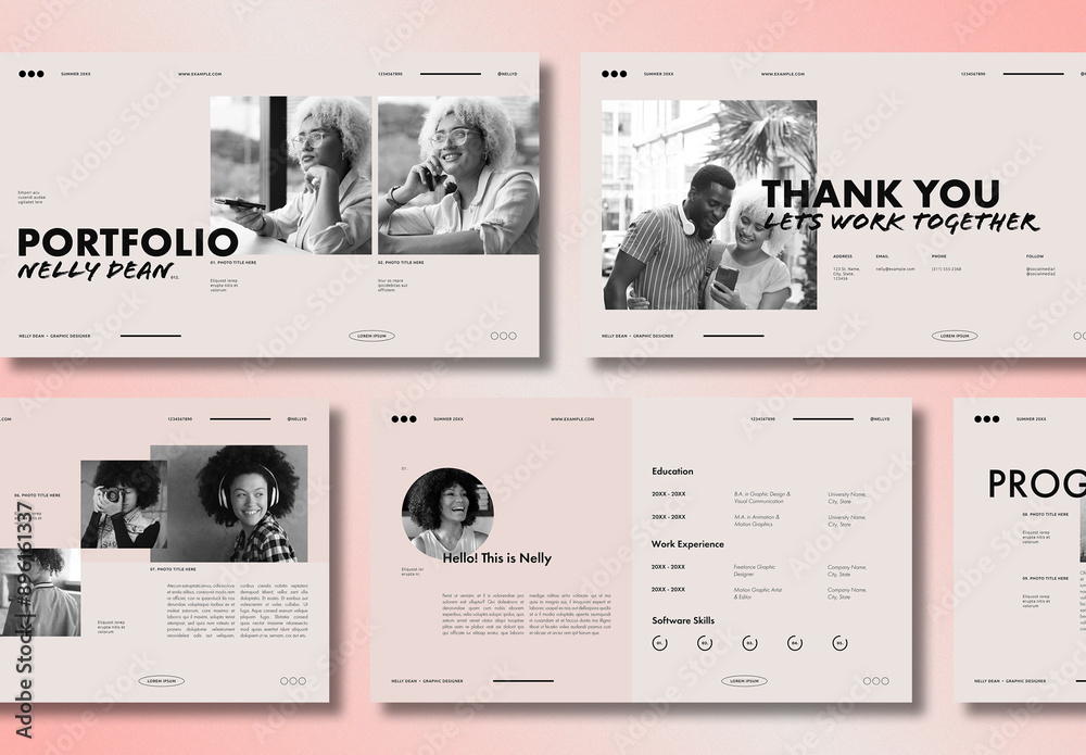 Pink Photography Portfolio Stock Template | Adobe Stock