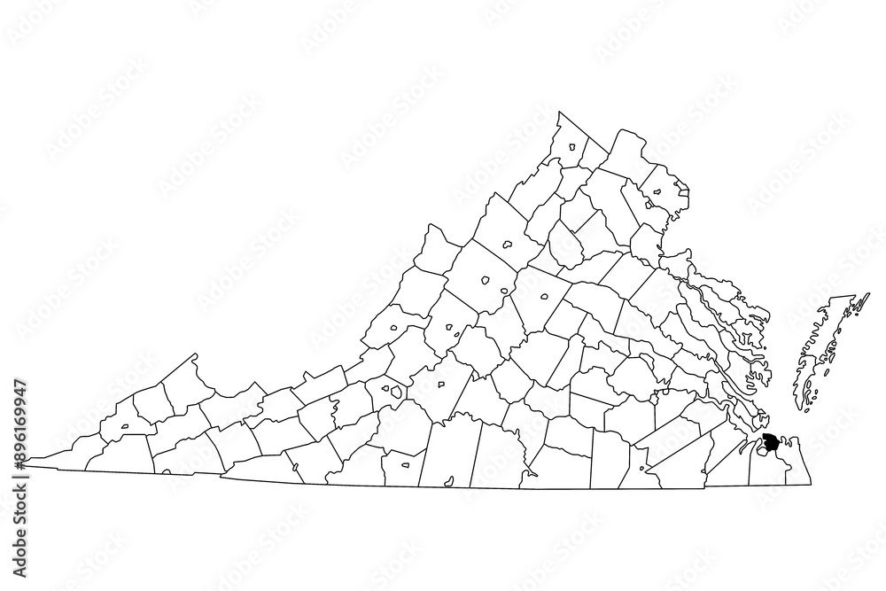 Norfolk independent city location highlighted by black color on ...