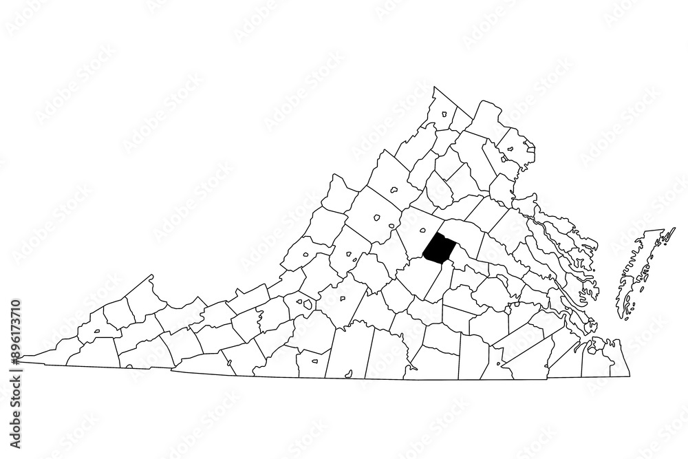 Map of fluvanna County in Virginia state on white background. single ...