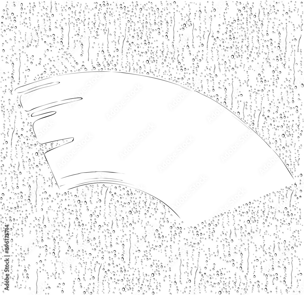 Frame in the form of a trace from a car wiper on the windscreen covered ...