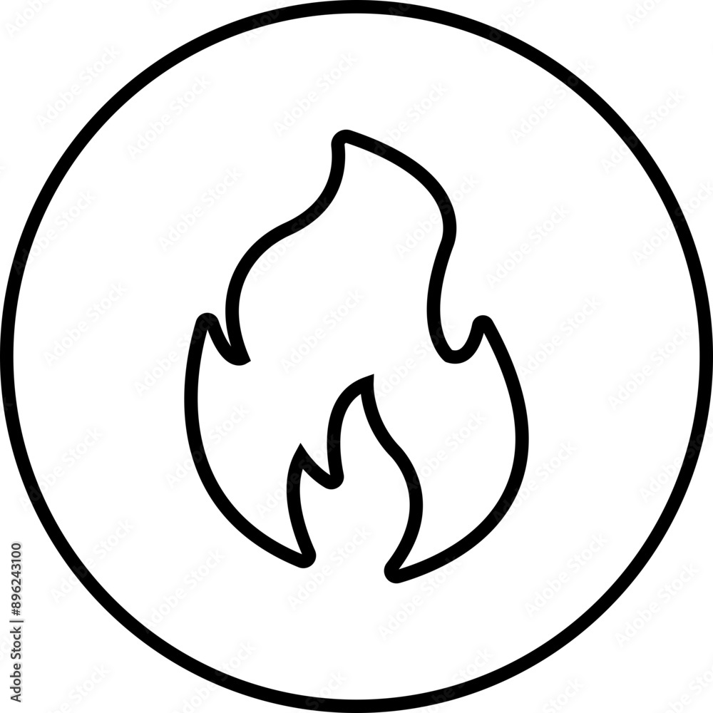 Fire icon in flat and line style. fire warning sign isolated on ...