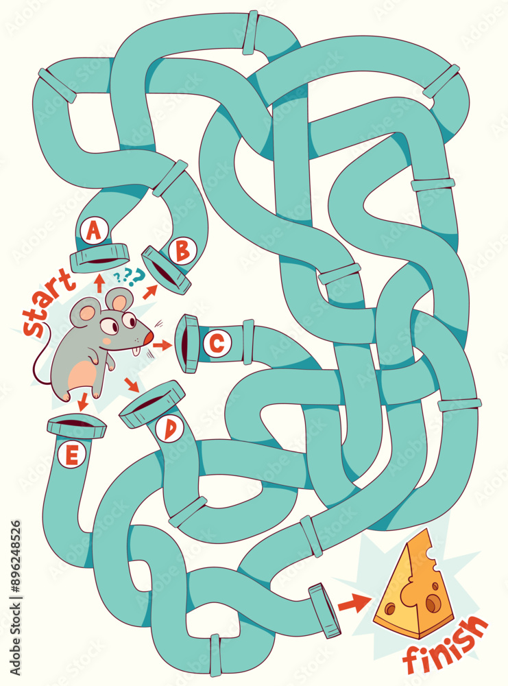Help the mouse through the labyrinth. Children logic game to pass the ...