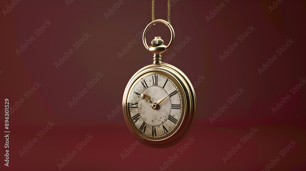 Floating Pocket Watch: A classic pocket watch floating in mid-air on a ...