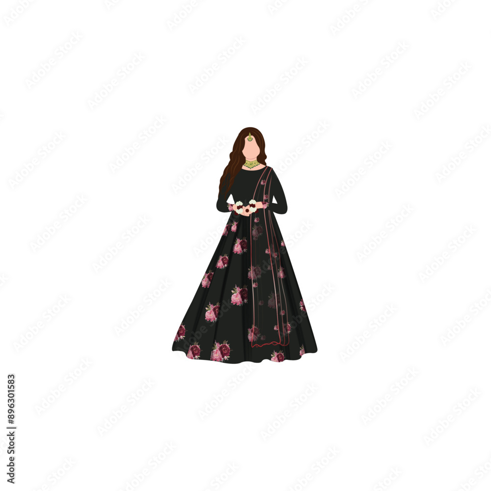 Vector cute indian couple cartoon in traditional dress posing for ...