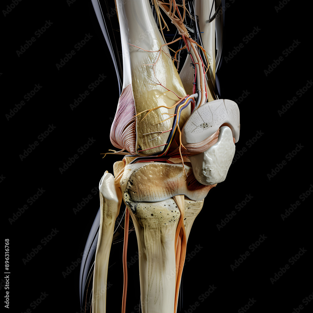Anatomy of the Human Knee Joint: Detailed Illustration of Bones ...