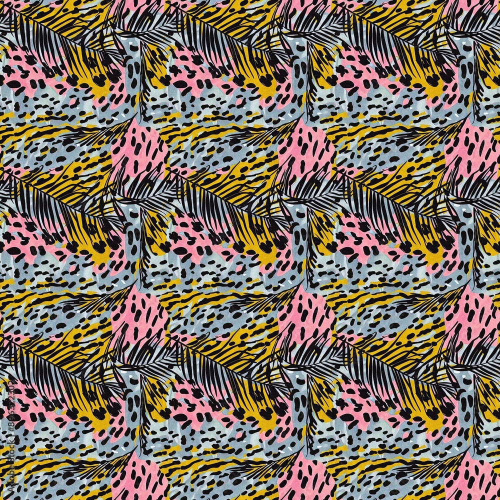 Fun girly camouflage pattern in vibrant stripes and spotted seamless ...