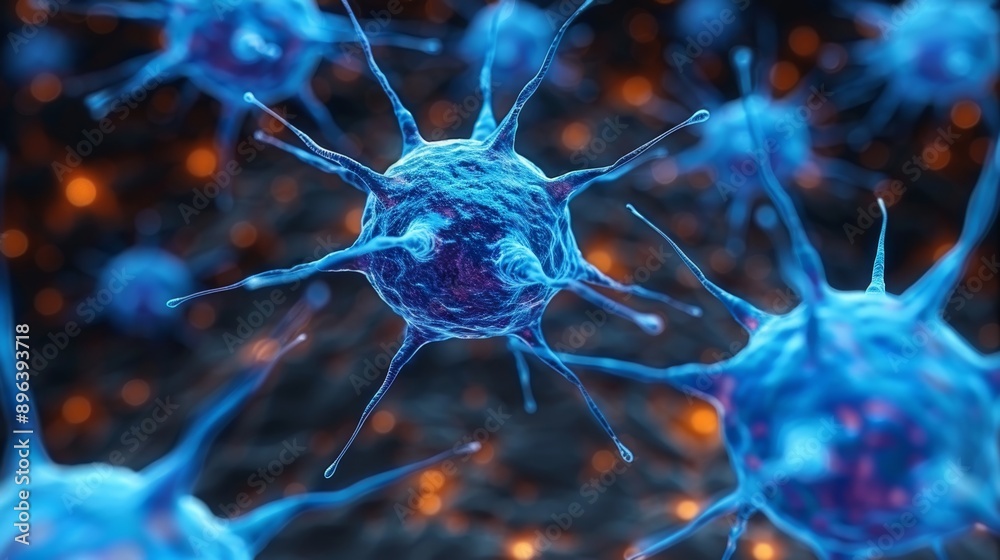 Visualization of neural connections in brain cells with synapses, part ...