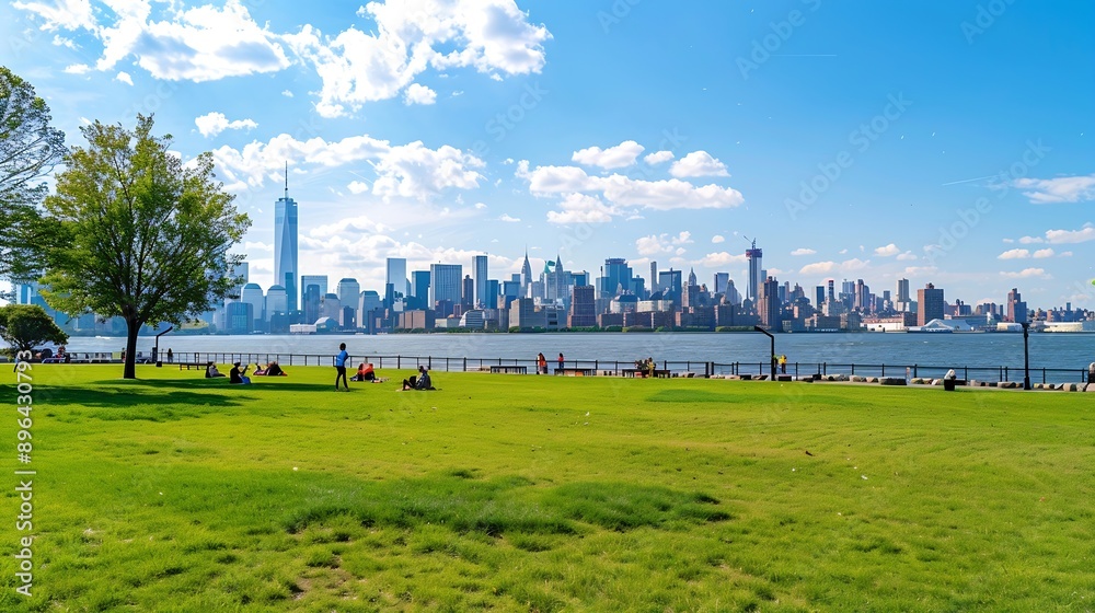 New York City waterfront skyline Manhattan Midtown riverfront buildings ...
