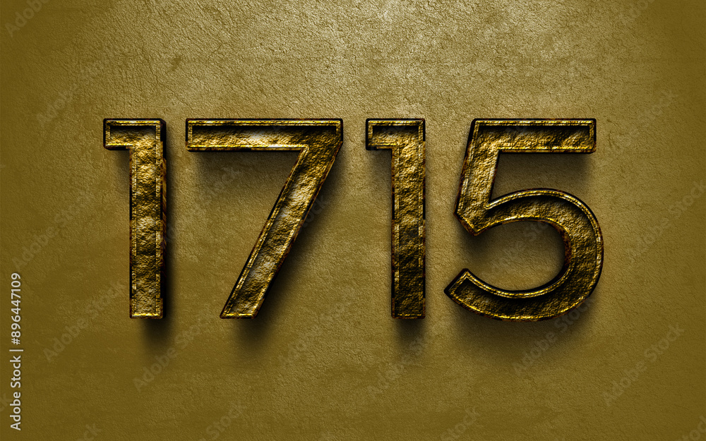 3D dark golden number design of 1715 on cracked golden background ...