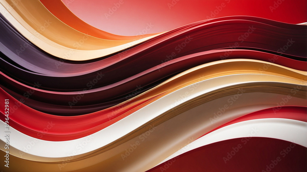 Modern abstract art with fluid red and orange lines, creating a dynamic ...