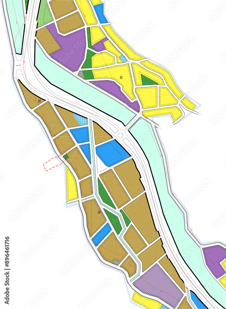 General Urban Plan with urban destinations, roads, buildable areas and ...