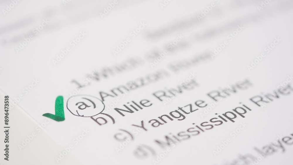 Professional school or college teacher grades a homework exam papers of ...