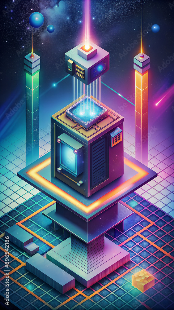 A high-resolution image of a quantum computer with qubit processors and superconducting ...