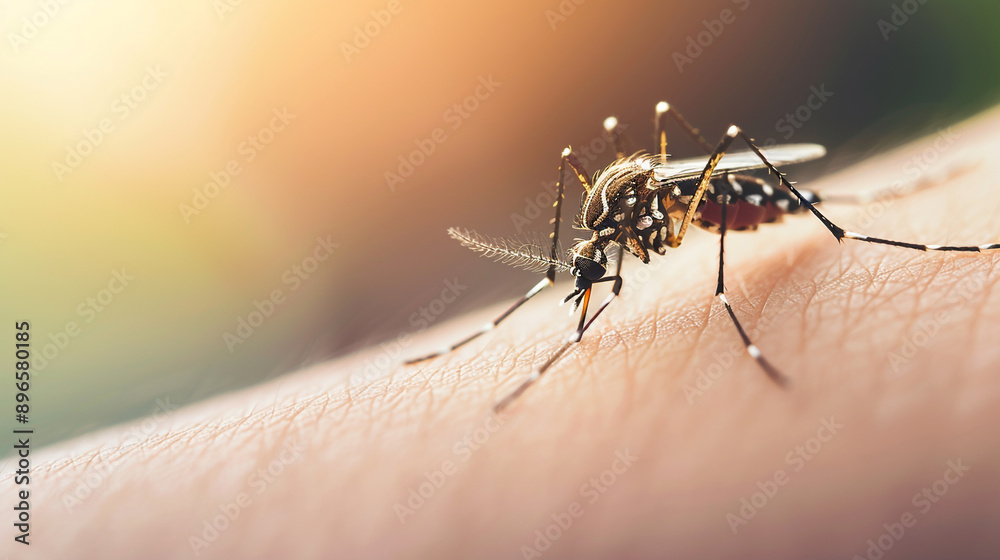 Aedes aegypti or yellow fever mosquito sucking blood on skin,Macro ...