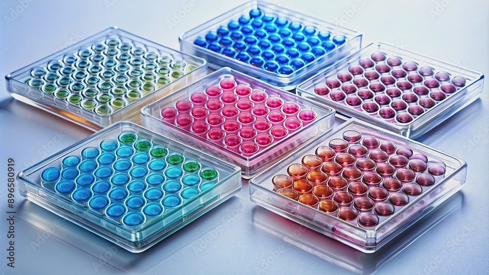 Four 96-well plates with human cancer cells and drug gradient for ...