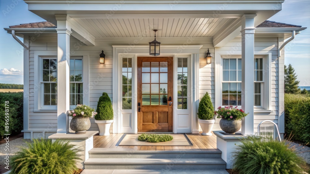 Modern beach coastal veranda porch door entrance chic white paint ...