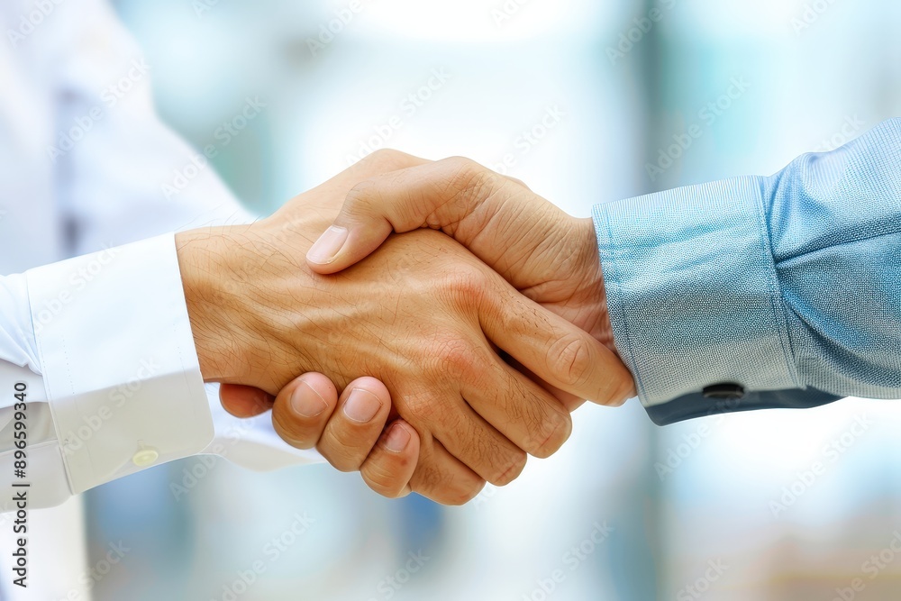 Sealing the Deal: A firm handshake between business partners symbolizes ...