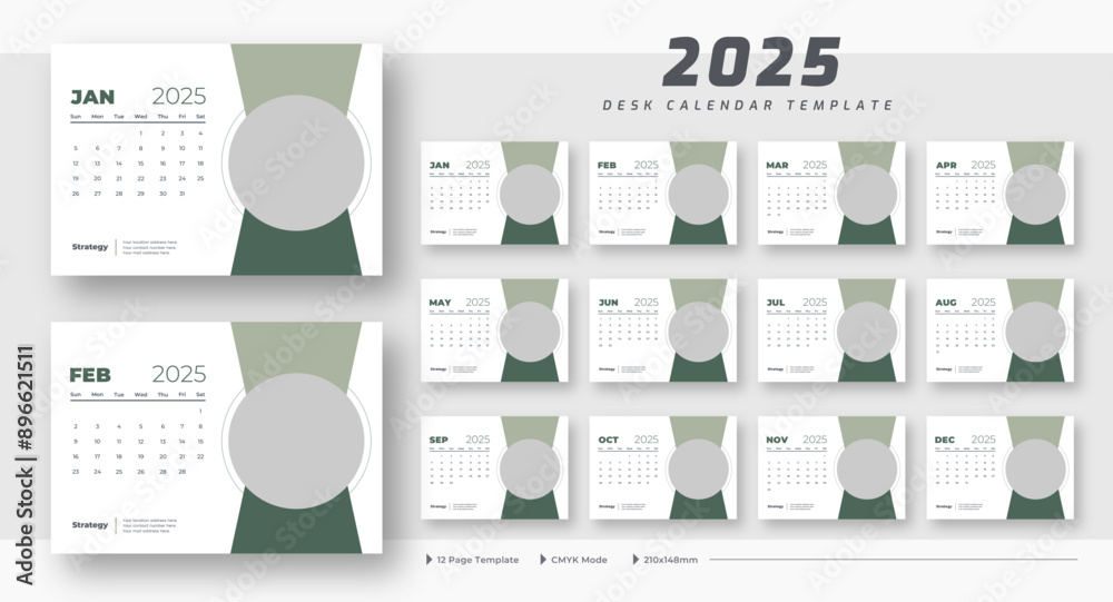 Desk calendar 2025 planner template, corporate desk calendar schedule ...