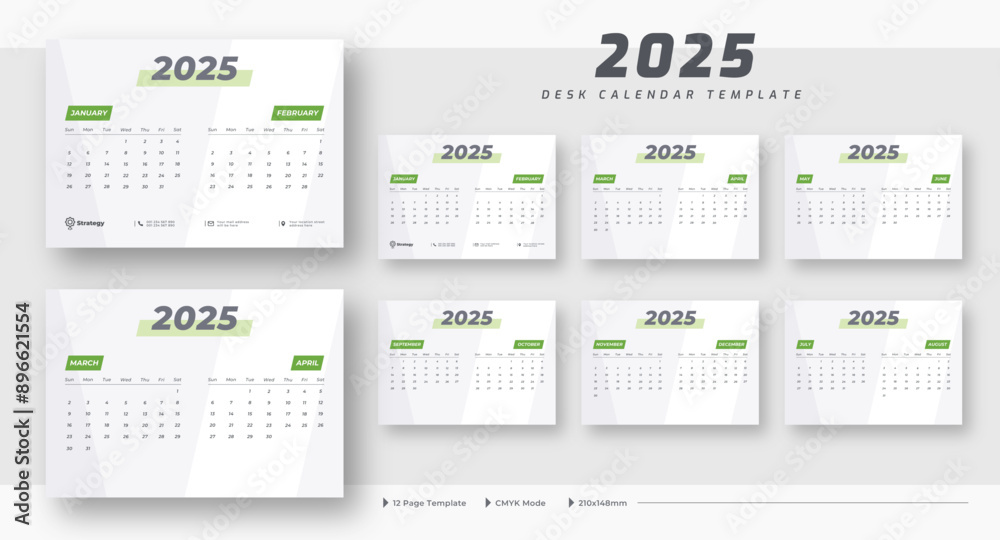 Desk calendar 2025 planner template, corporate desk calendar schedule ...