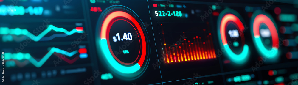 Modern digital dashboard displaying statistical data and analytics with ...