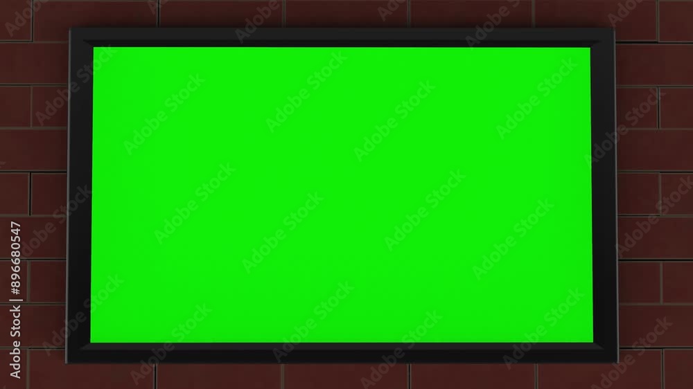 Modern TV Green Screen Brick Wall Inside House Zoom In. brick wall ...