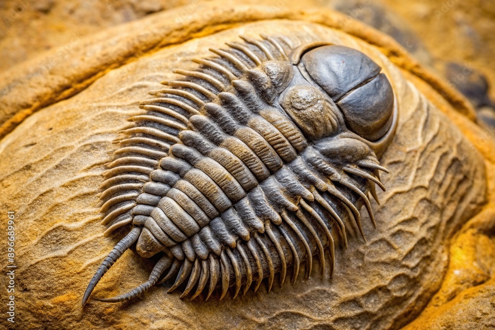Foto de Fossilized trilobite from the Cambrian age at tilted angle ...